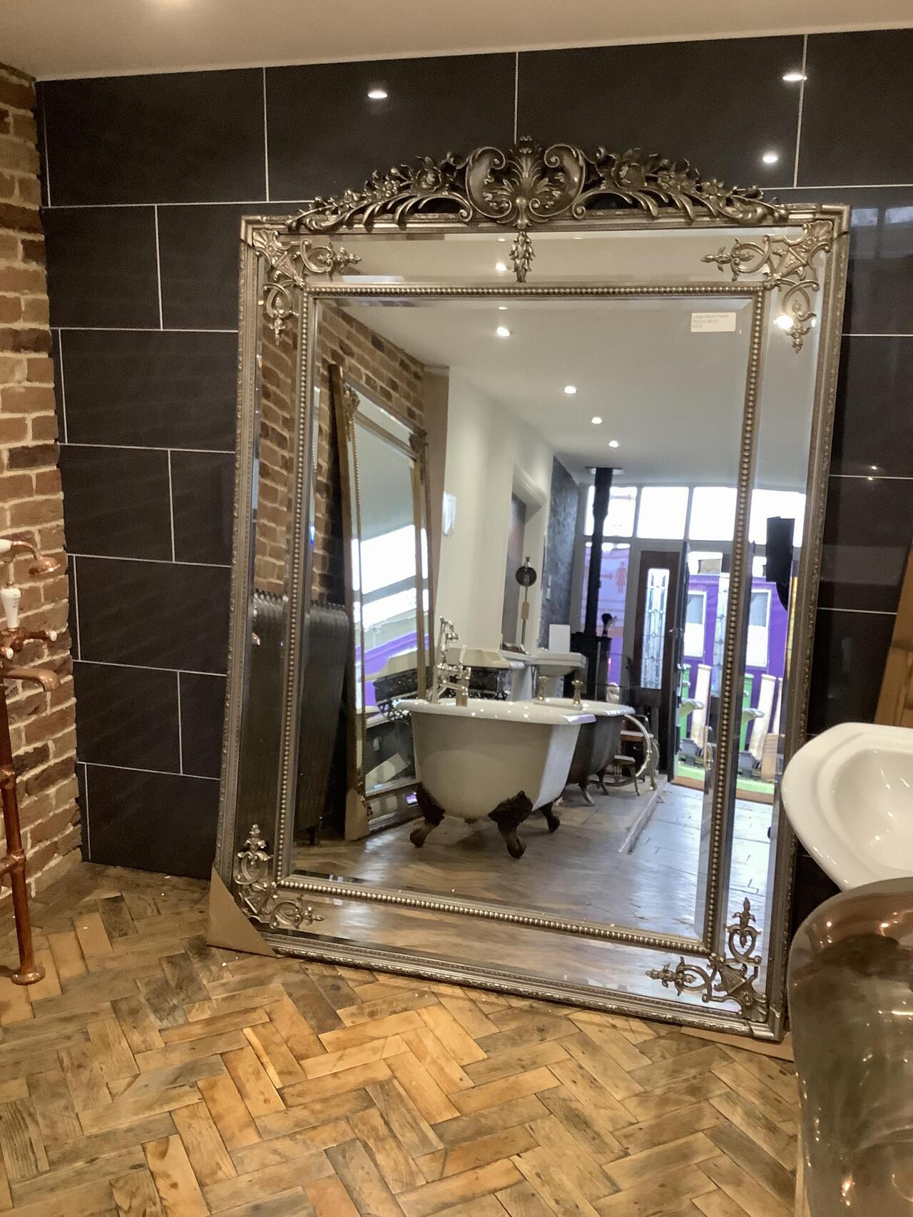 Large French Silver Mirror